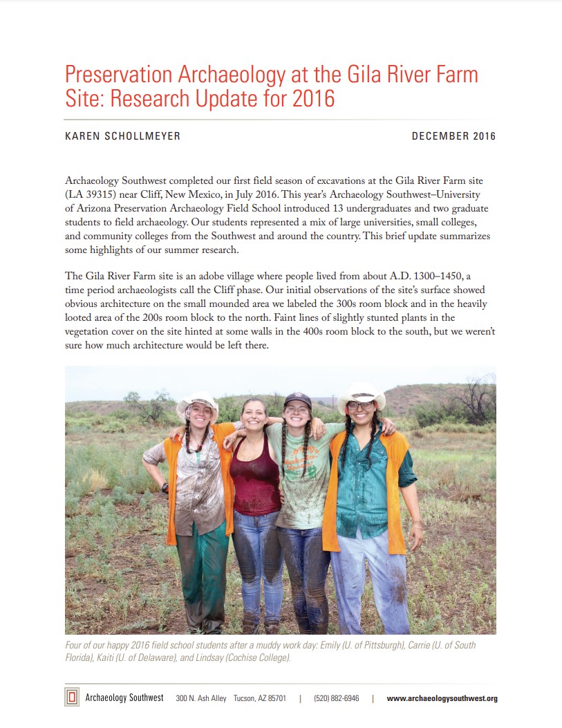 Preservation Archaeology Field School Reports and Projects ...