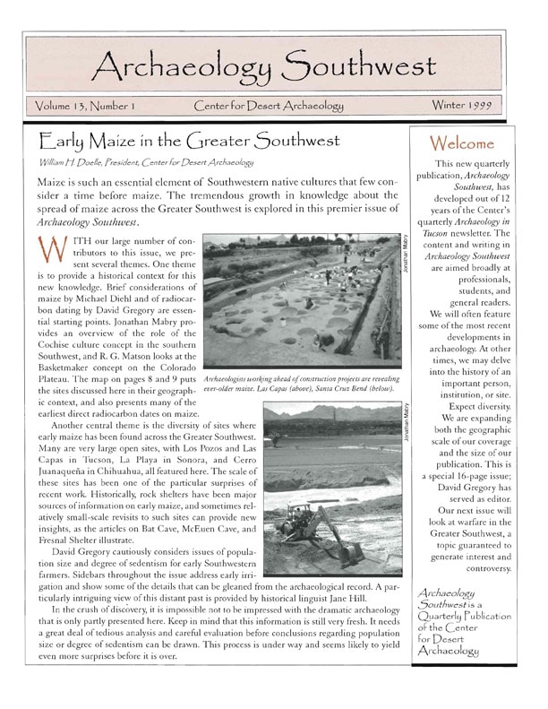 Early Maize in the Greater Southwest (ASW 13-1) - Archaeology Southwest